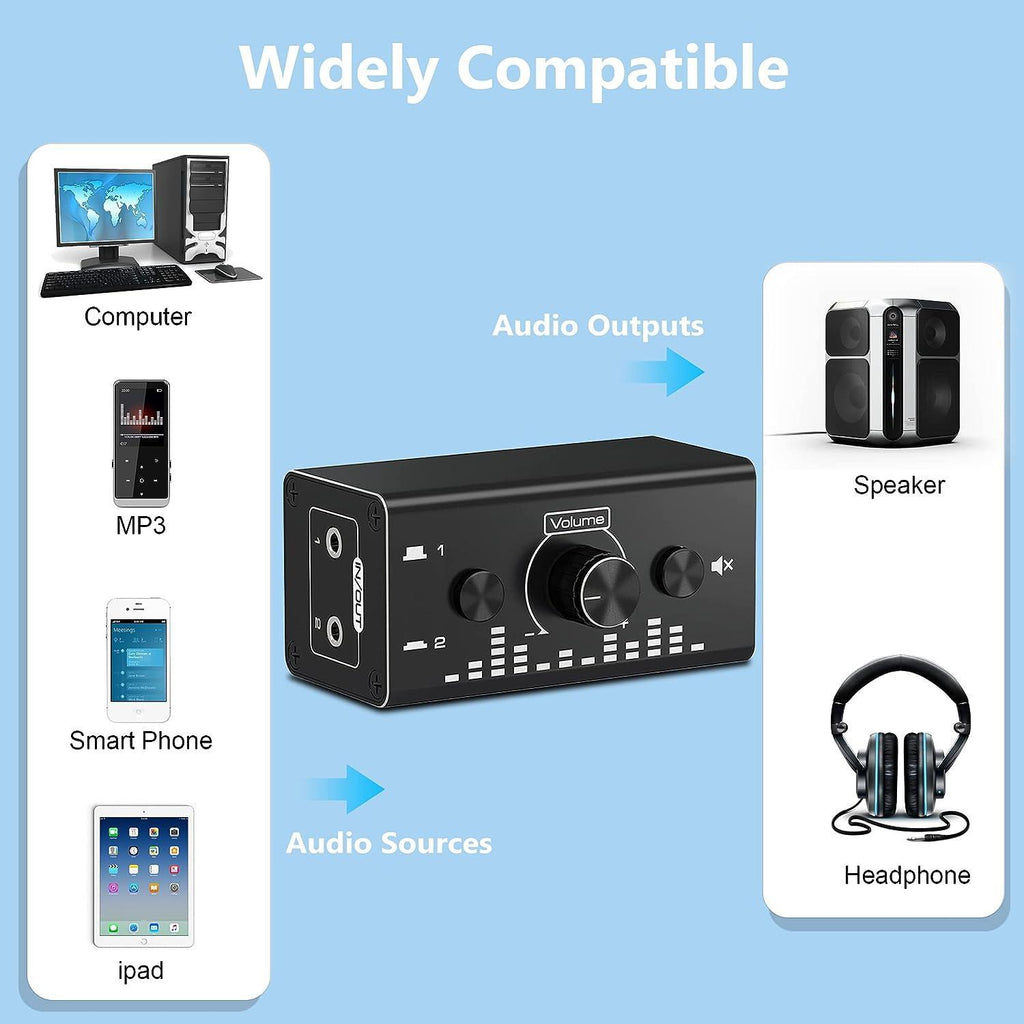 NÖRDIC Bi-Directional 3,5 mm jack ljudswitch 2 in 1 ut / 1 in 2 ut ana ...