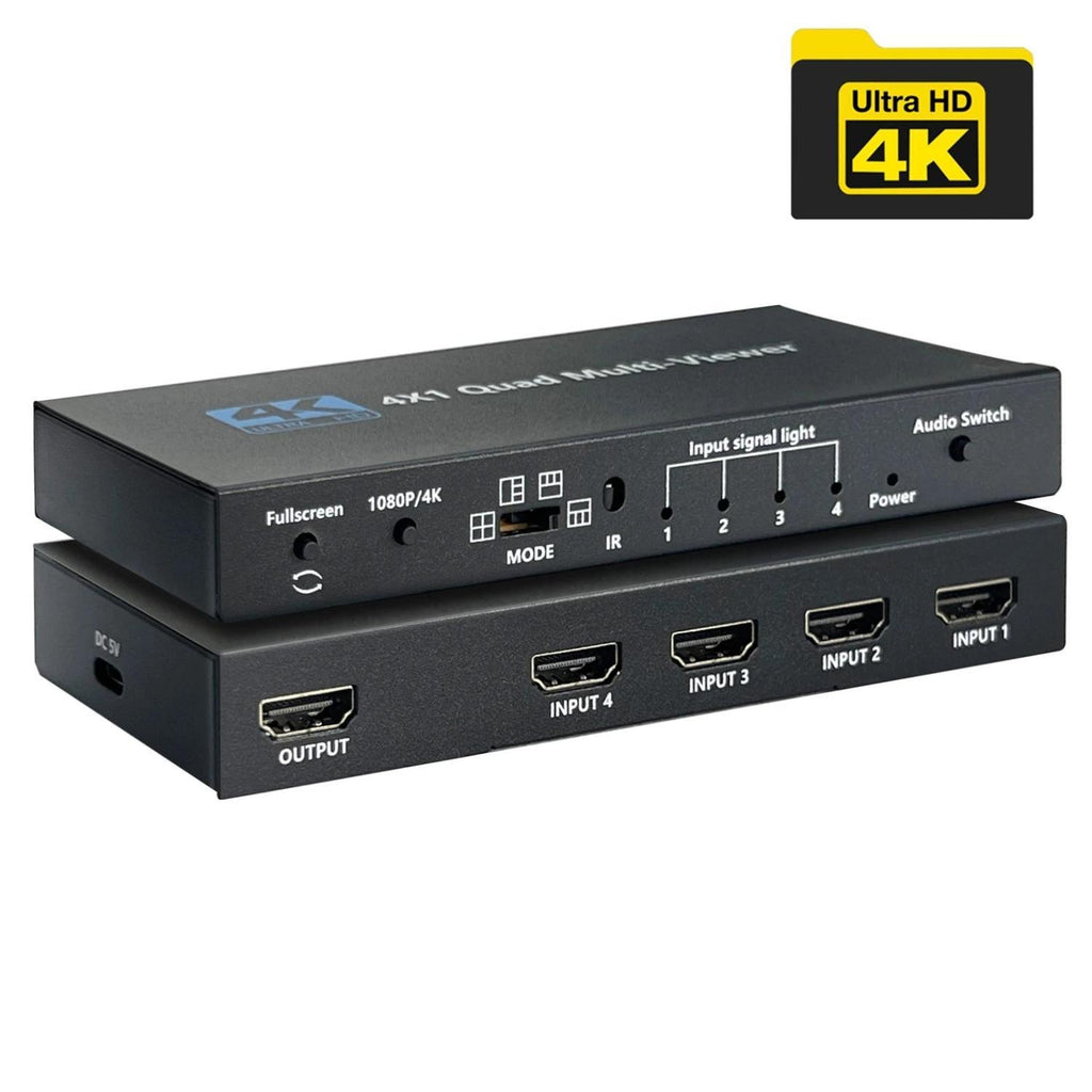 NÖRDIC HDMI scaler switch 4 till 1 med Multiviewer 4K30hz HDCP1.4 – Nördic